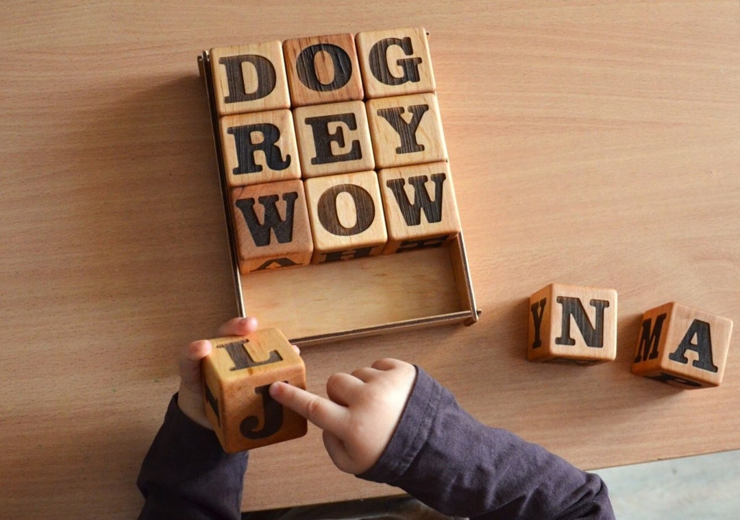 Wooden Blocks With English Alphabet Learn to Add Words Lettering Design ...