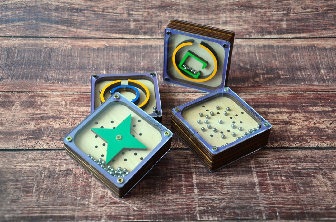 Set of 4 Different Double-sided Mazes Game, Labyrinth, Brain Game ...