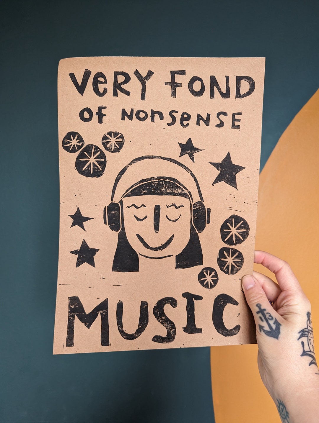 Lino Print. A4. Funny Quote. Linocut. Original Art. Folk Art. Music ...