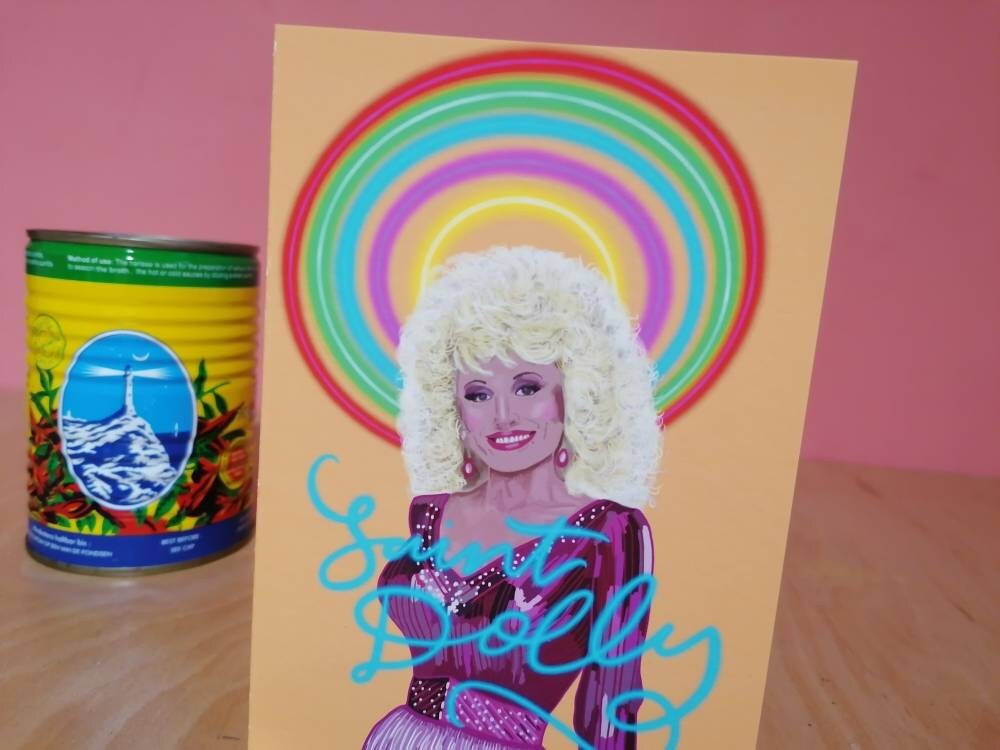Greetings Card. A6. Art Print. Dolly Parton. Saint Dolly. Colourful ...