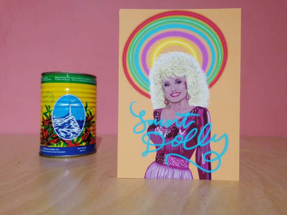 Greetings Card. A6. Art Print. Dolly Parton. Saint Dolly. Colourful ...