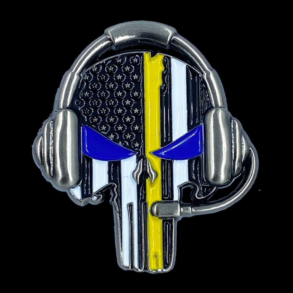 Dispatcher Skull Thin Gold Line Pin 911 Emergency Call Center | Etsy