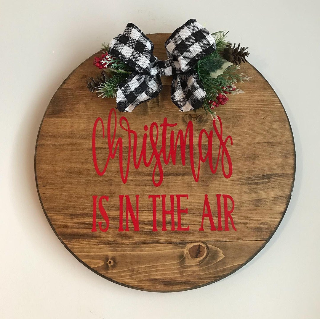 Round Wood Door Sign, Round Wood Sign, Christmas Wall Decor, Christmas ...