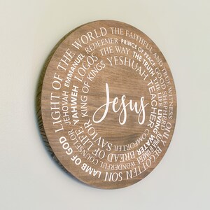Names of Jesus Wood Sign: Round Christian Home Decor - Etsy