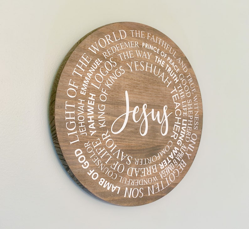 Names of Jesus Wood Sign: Round Christian Home Decor - Etsy