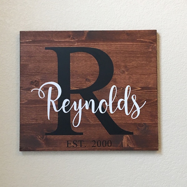 Inital and Last Name Sign - Etsy