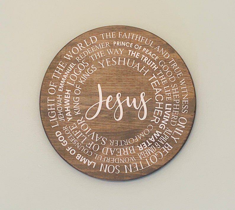 Names of Jesus Wood Sign: Round Christian Home Decor - Etsy