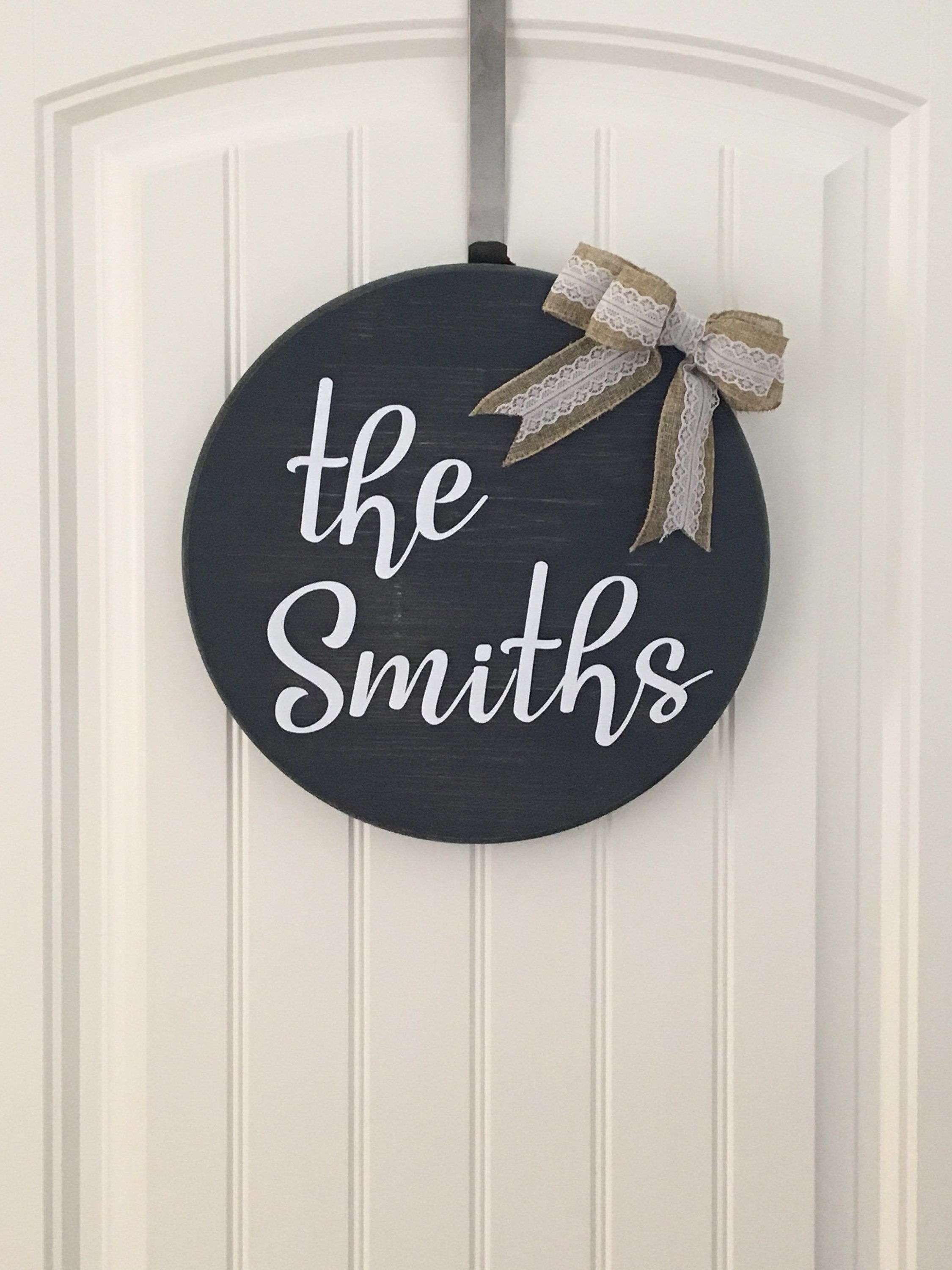 Custom last name sign Round door sigh Round front door sign | Etsy