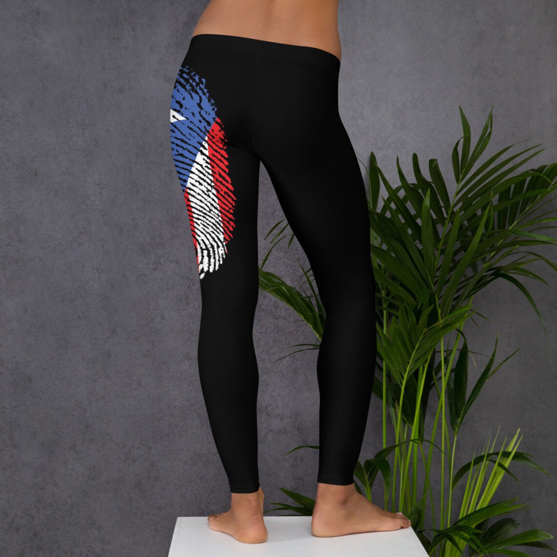 Puerto Rico Flag Fingerprint Leggings in This Together World Map Yoga ...