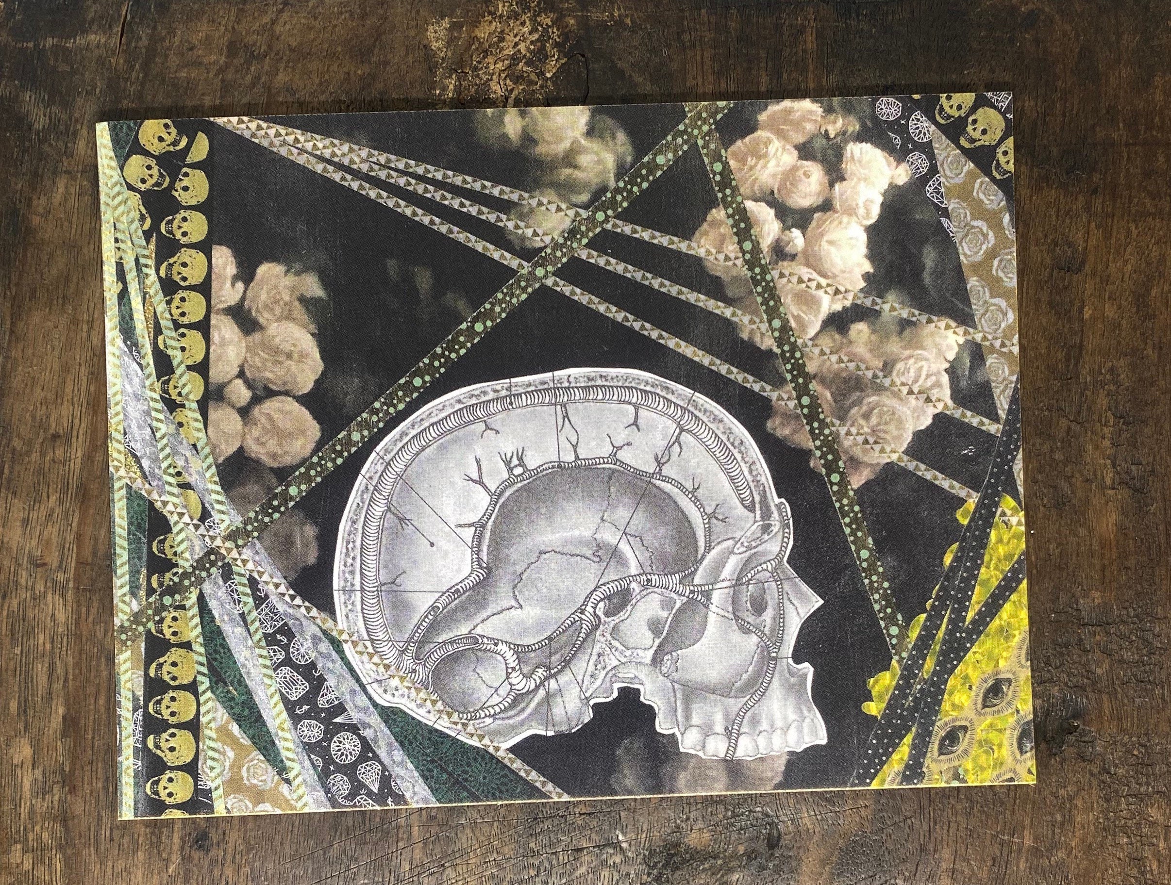 Skull Collage Postcard - Etsy