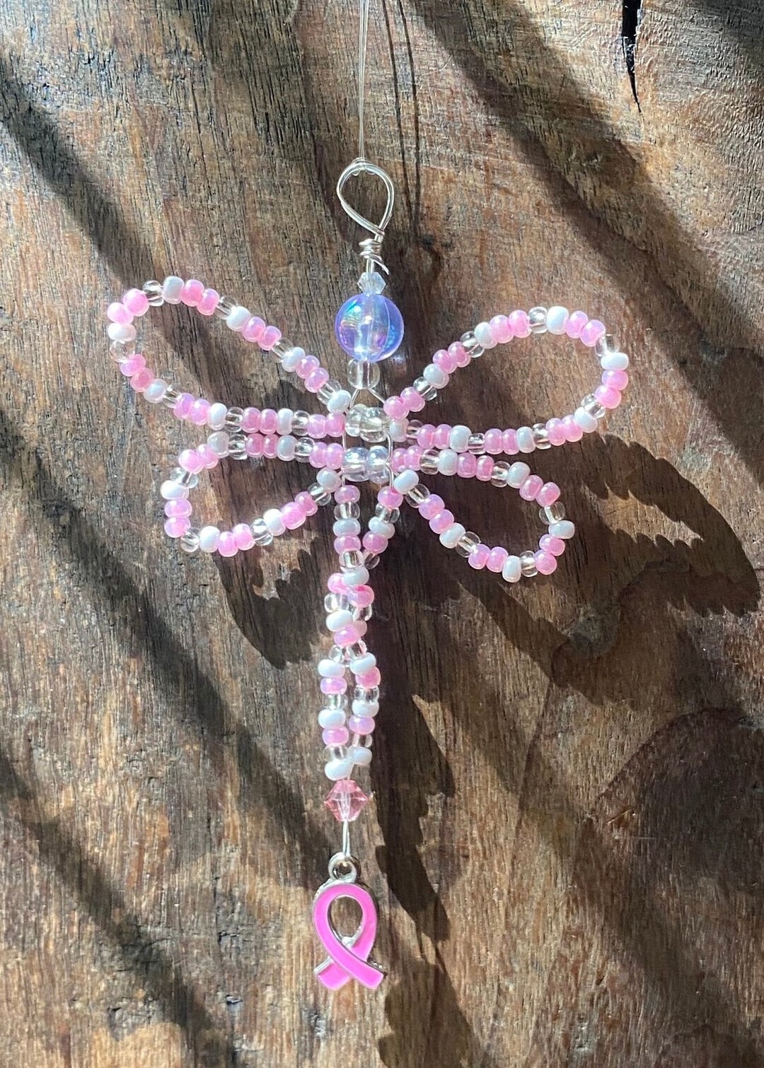 Sparkly ‘breast Cancer Awareness’ Beaded Dragonfly - Etsy