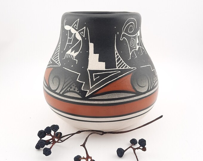 Vintage Pottery Vase Signed Adakai Navajo, Collectible Native American ...