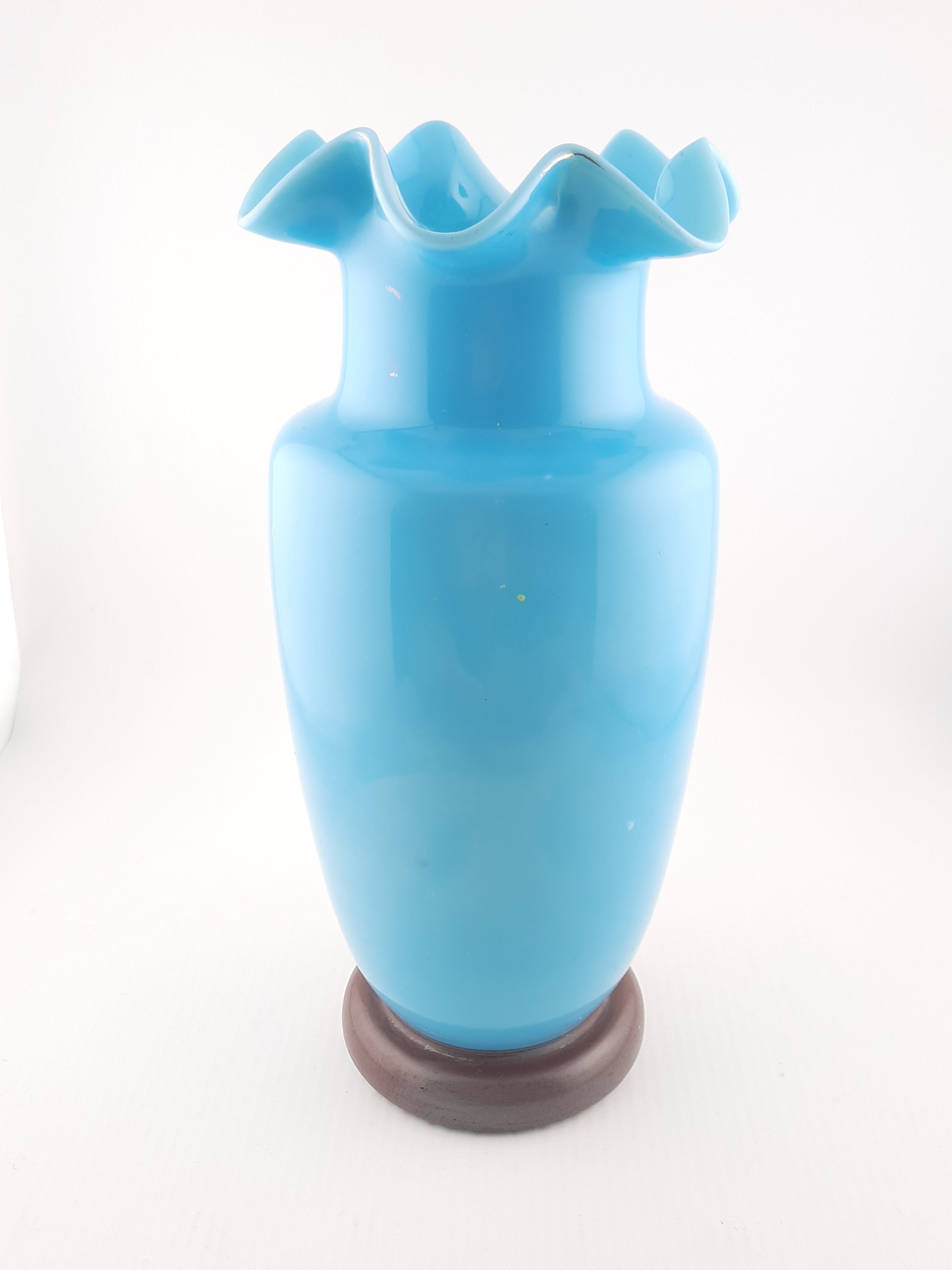 Antique Victorian Blue Opaline Glass Vase Hand Painted Enamel Flowers. French Glass Vase. - Etsy