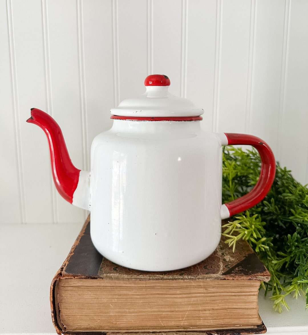 Vintage Enamelware Kettle Farmhouse Vintage Kitchenware - Etsy