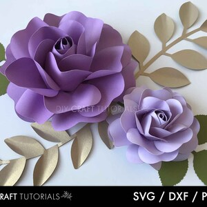 Set of 3 Paper Rose Templates, Paper Flower Svg, 3D Paper Flowers Svg ...