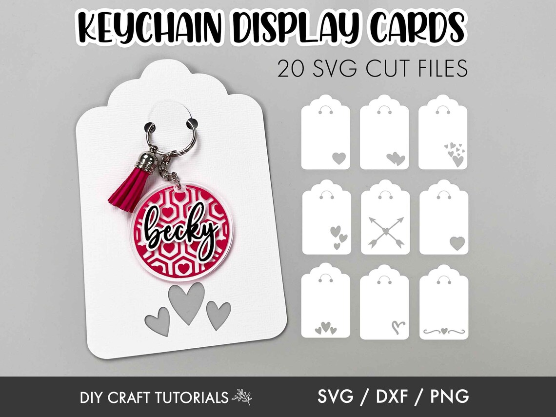 Keychain Display Card SVG Bundle: Heart Tag Template - Etsy