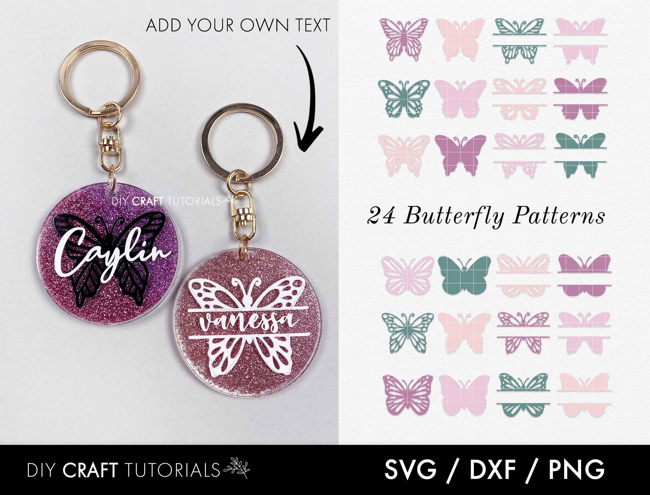 Keychain Patterns Svg Butterfly Svg Keychain Monogram SVG - Etsy Australia