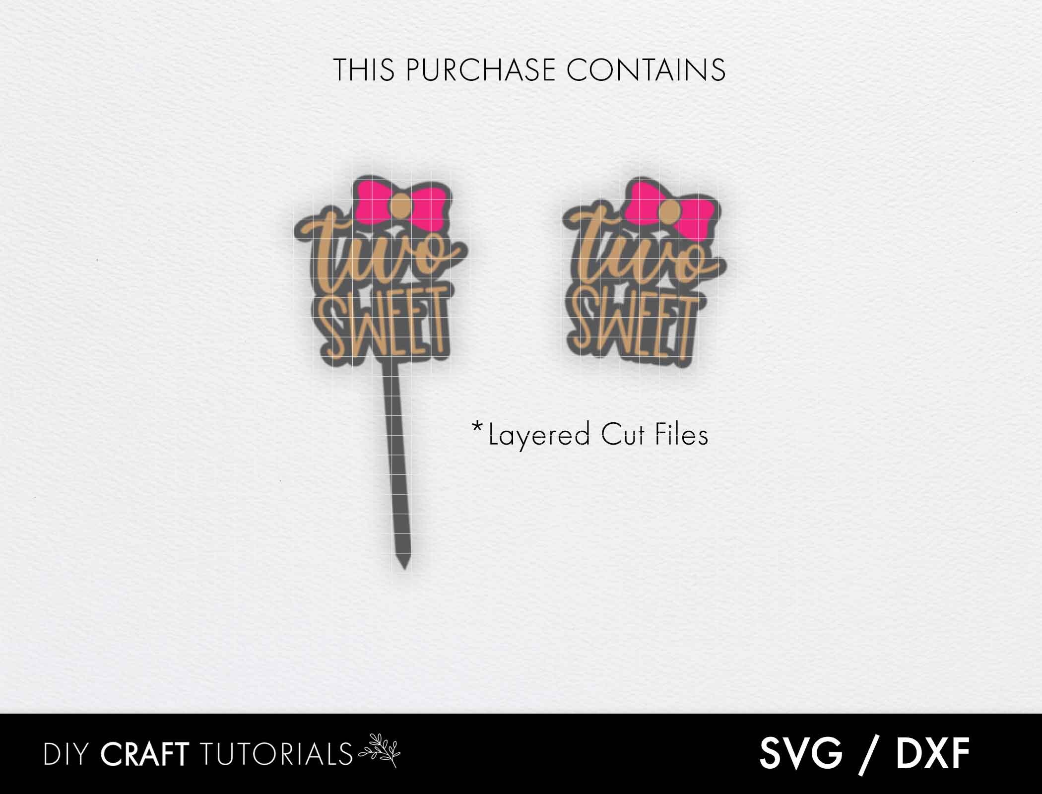 Cake Topper SVG Two Sweet svg Two Sweet Cake Topper SVG cut | Etsy