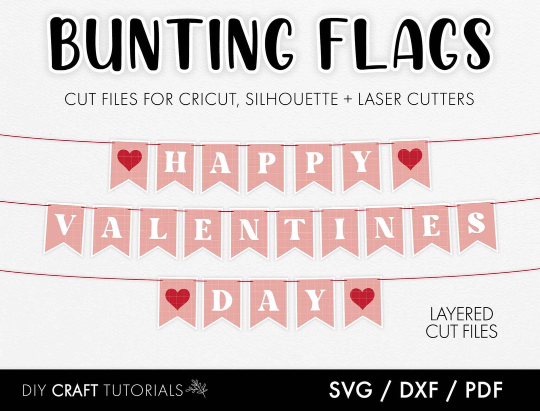 Valentine's Day Banner Svg, Bunting Svg, Bunting Flag Svg, Pennant Svg ...