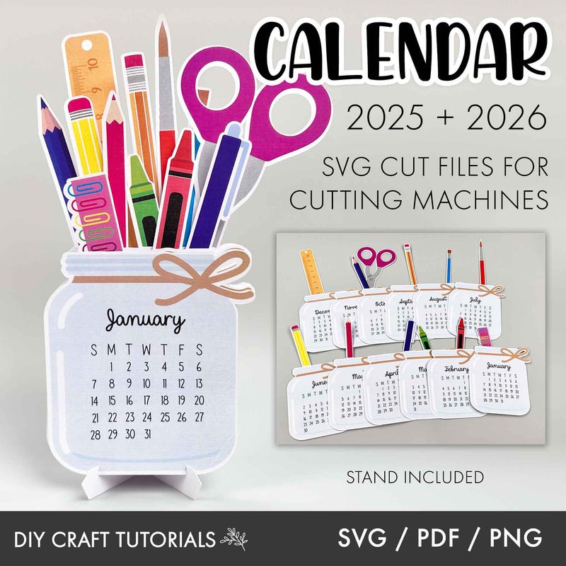 Stacked Calendar Template Svg - Etsy UK