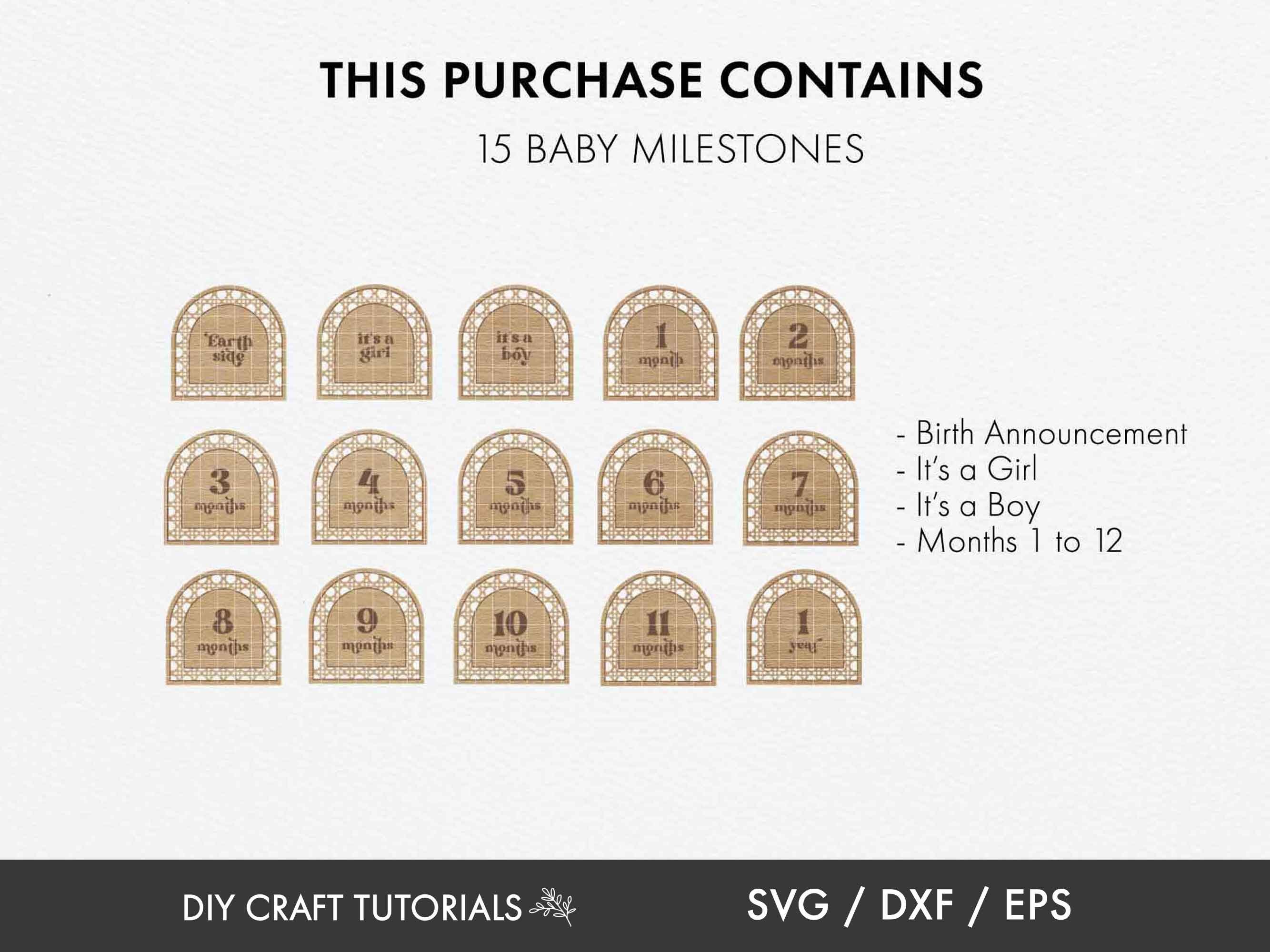 Baby Milestone Discs Svg, Rattan Arch Svg, Arch Milestone Discs ...