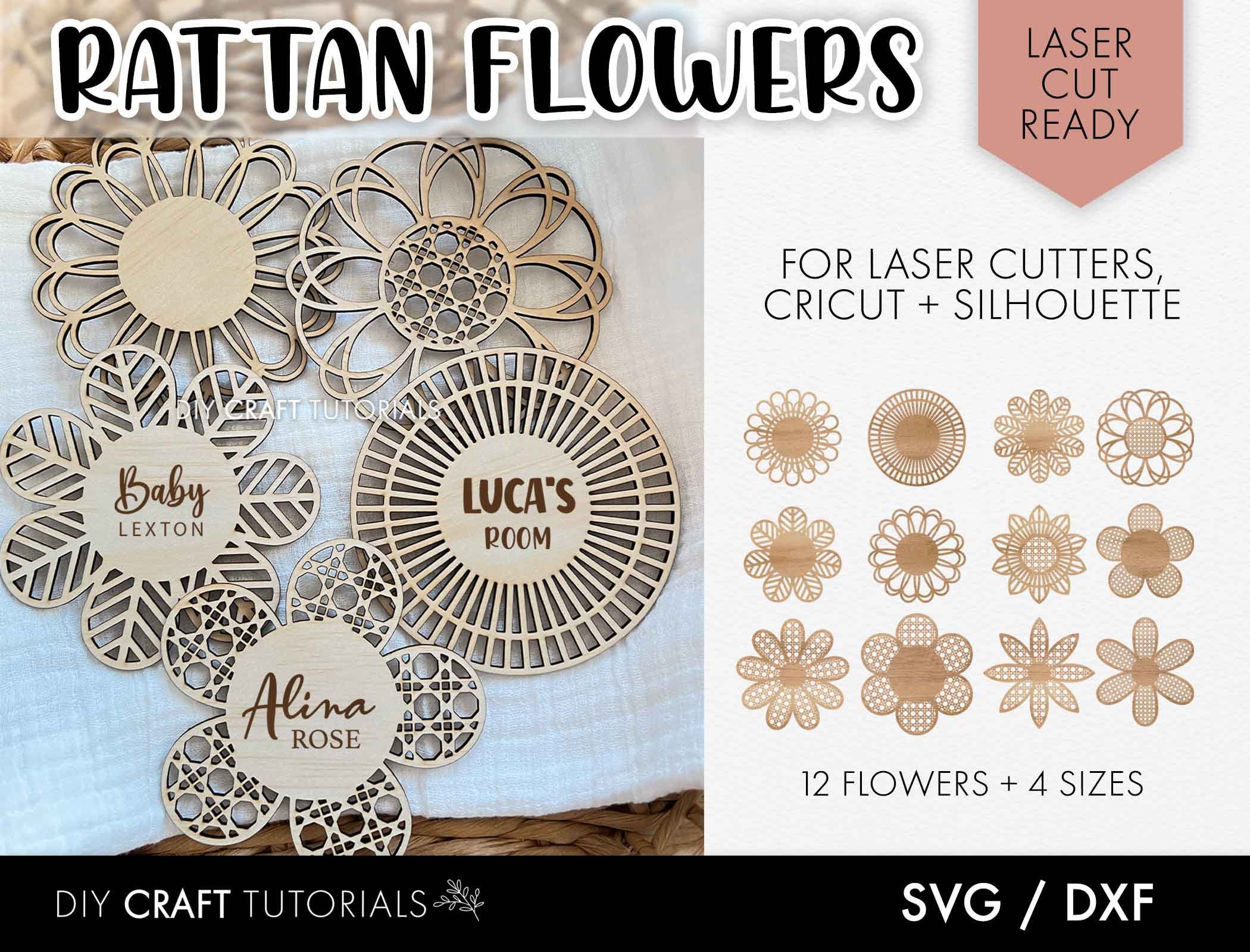 Rattan Flower Svg Baby Name Sign Svg Rattan SVG Wooden Name - Etsy ...