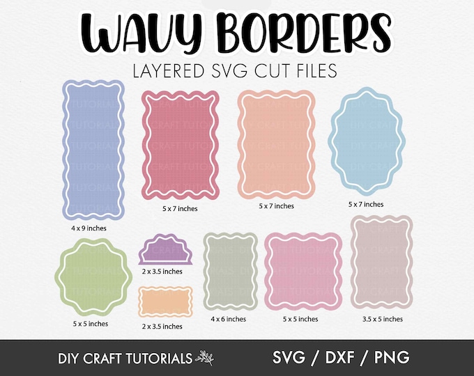 Wave Frame SVG Wave Frame Cut File Wave Invitation Frame Cut File wavy ...