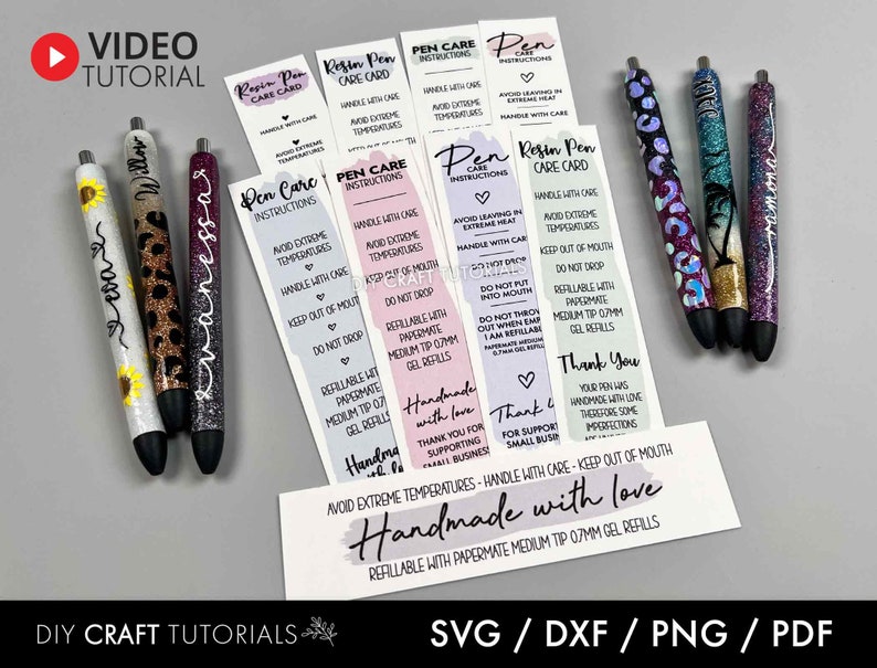 Pen Care Card Svg Resin Pen Display Card Svg Epoxy Glitter - Etsy Australia