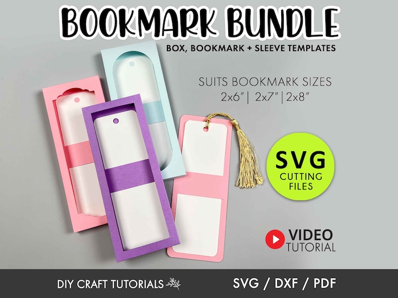 Bookmark Box SVG Bundle: Sleeve & Display Card Templates (digital ...