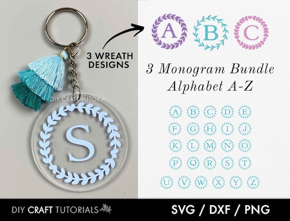 Keychain Svg Bundle Monogram SVG Alphabet Bundle Monogram - Etsy Canada
