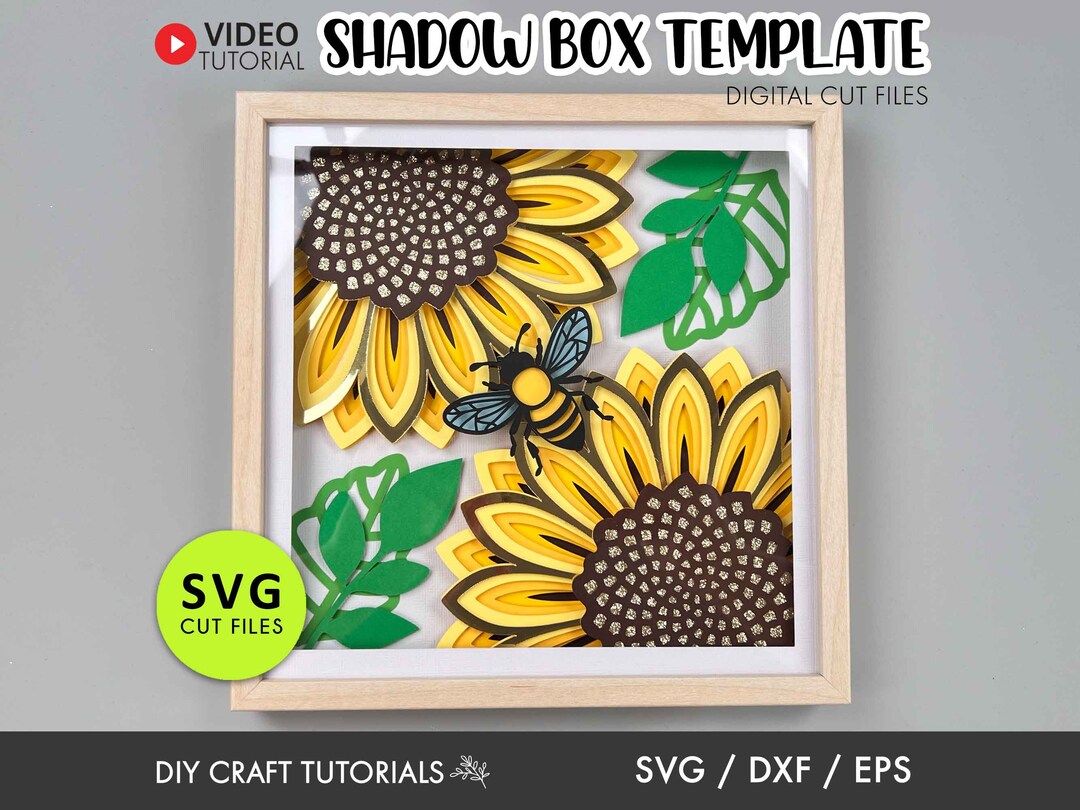 Sunflower Shadow Box Template, Sunflower SVG, Paper Sunflower Svg, Shadow Box Template, Shadow ...