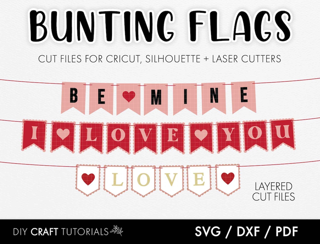 Valentine's Day Banner Svg, Bunting Svg, Bunting Flag Svg, Pennant Svg ...