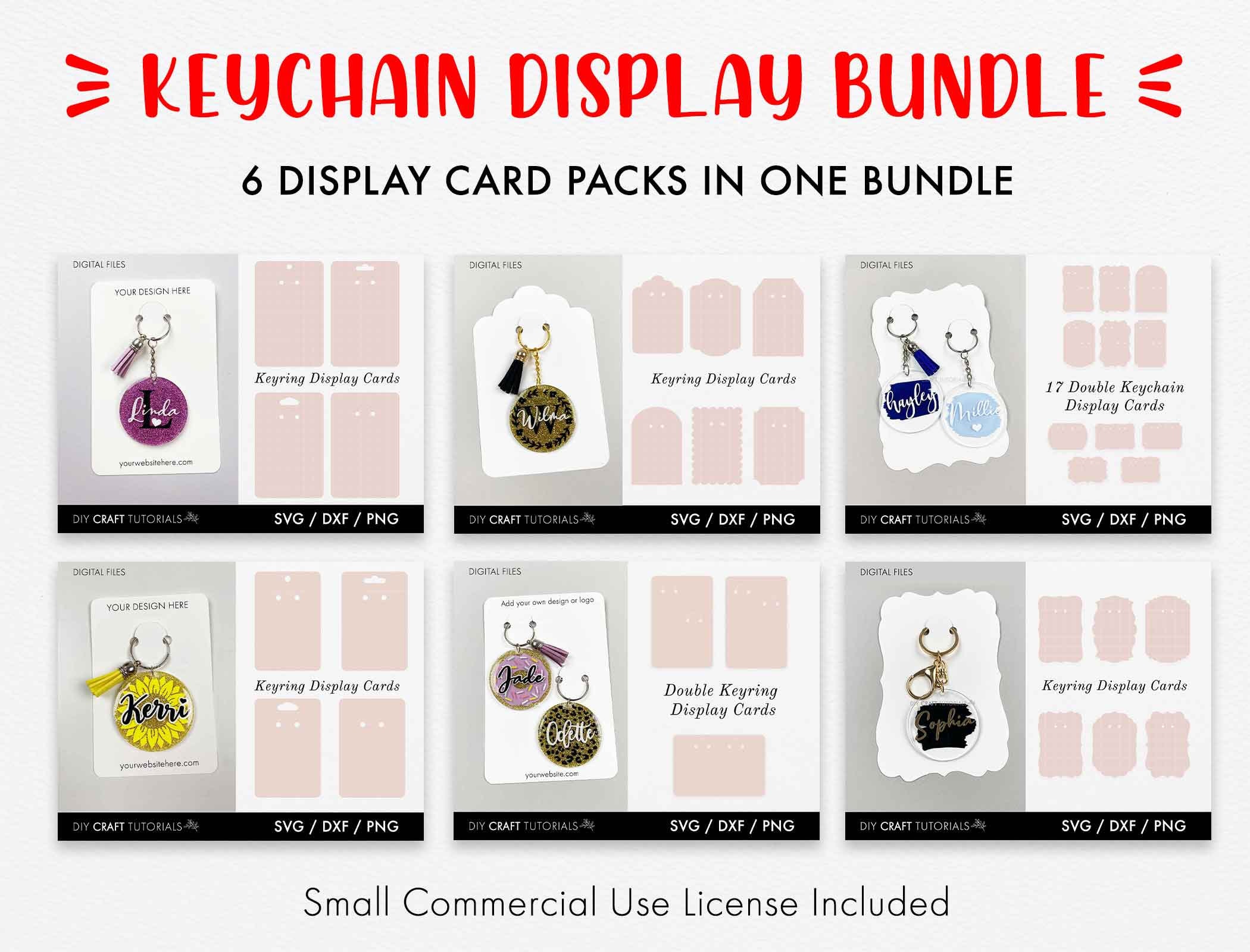 Keychain Display Card SVG Bundle: Keyring Packaging Template Cut Files ...