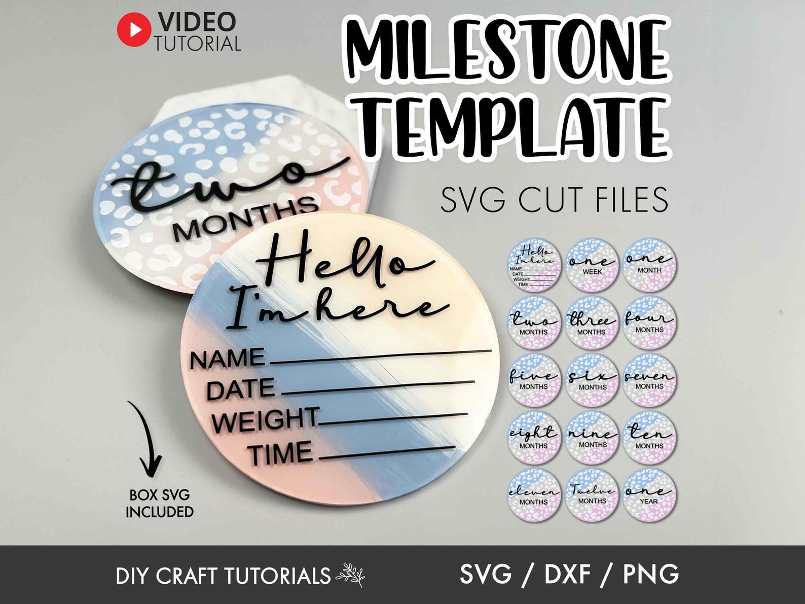 Baby Milestone Discs SVG & Gift Box Cut Files - Etsy