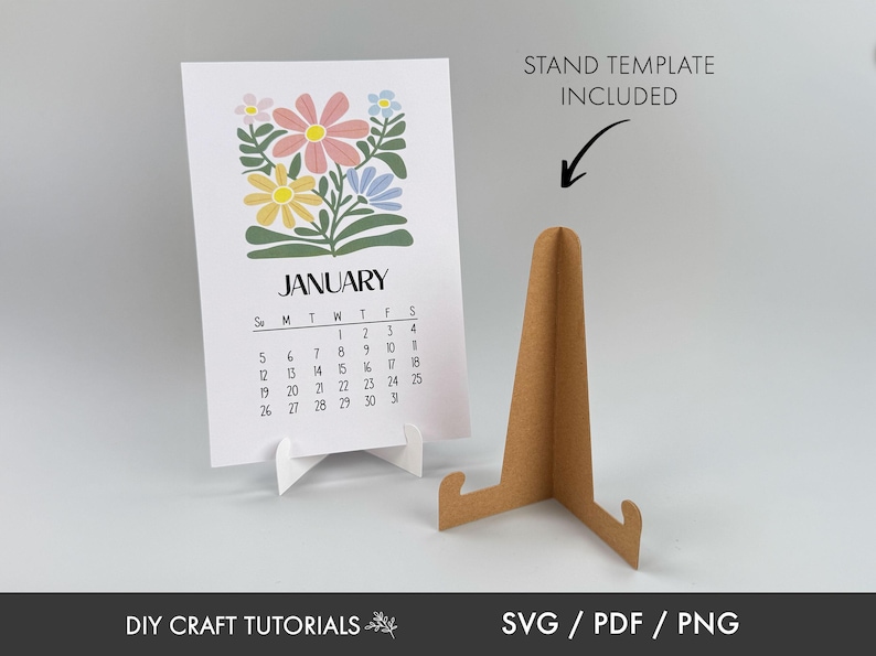 Calendar Svg, Desk Calendar Svg, Printable Calendar, Floral Calendar ...