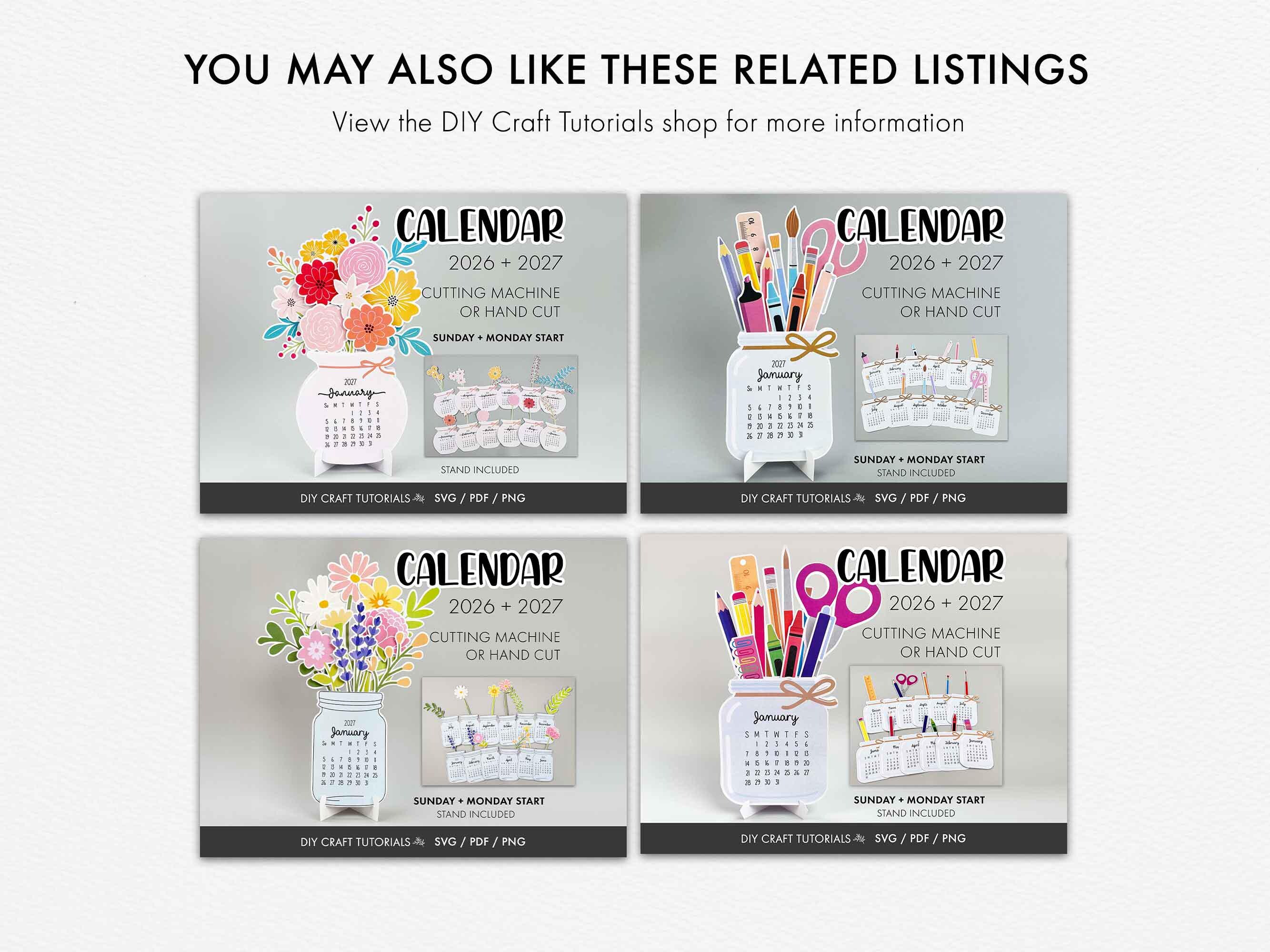 Calendar Svg, Desk Calendar Svg, Printable Calendar, Floral Calendar ...