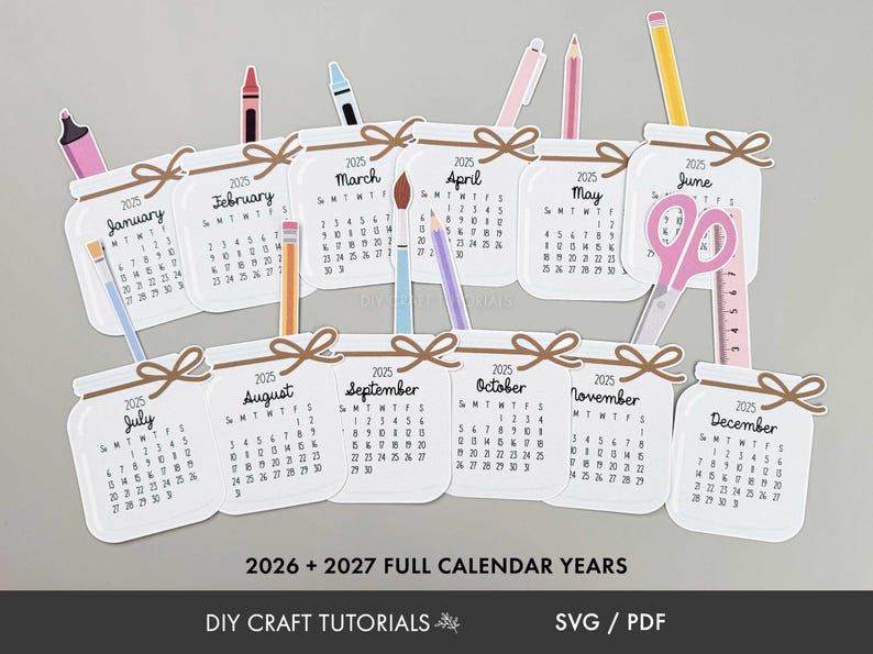 Calendar SVG Bundle | 3 Calendar Designs in 1 Bundle | 2026 2027 SVG ...