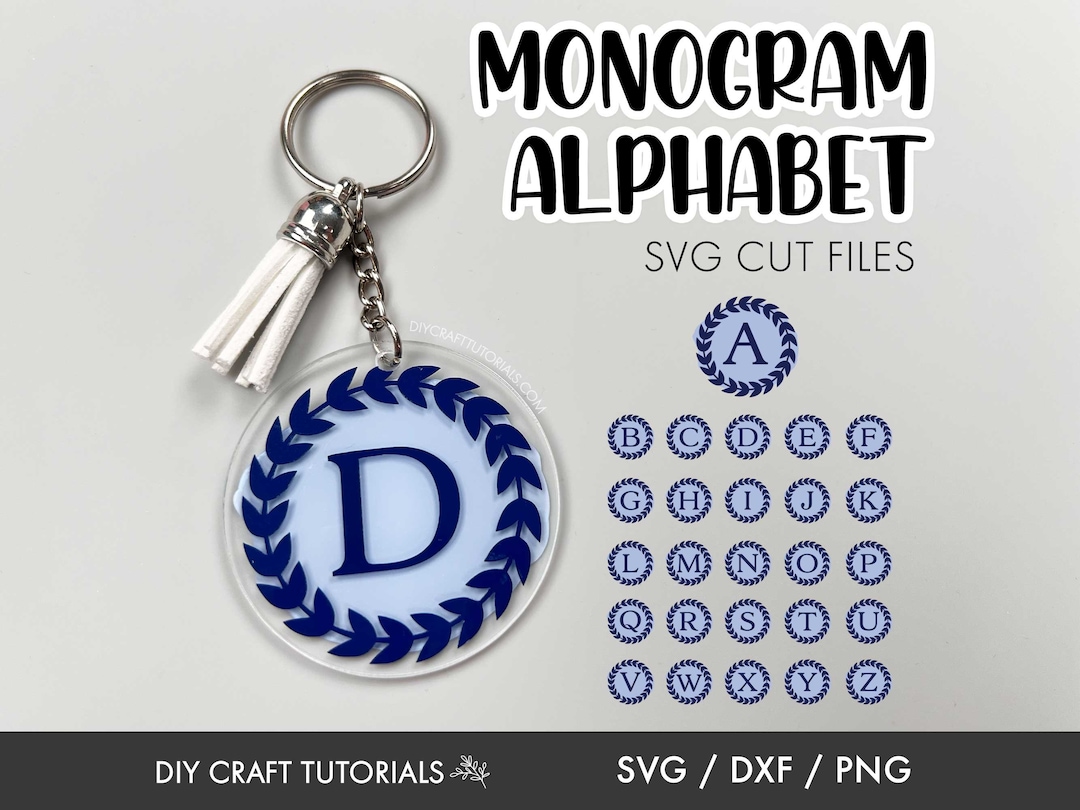 Keychain Svg, Monogram Svg, Monogram SVG Alphabet, Wreath Monogram Svg ...