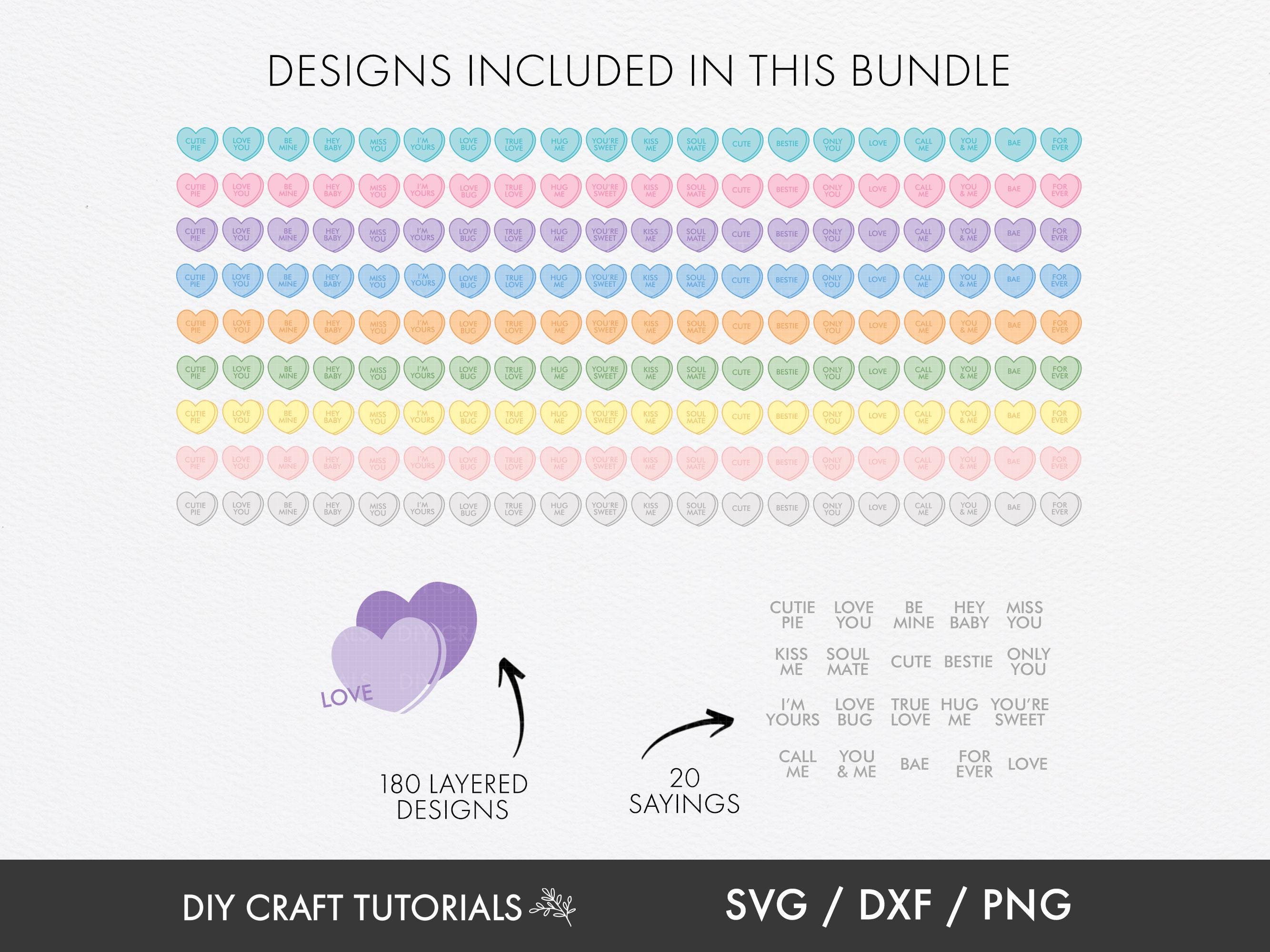 Conversation Hearts SVG Bundle: Valentine's Day Clipart - Etsy