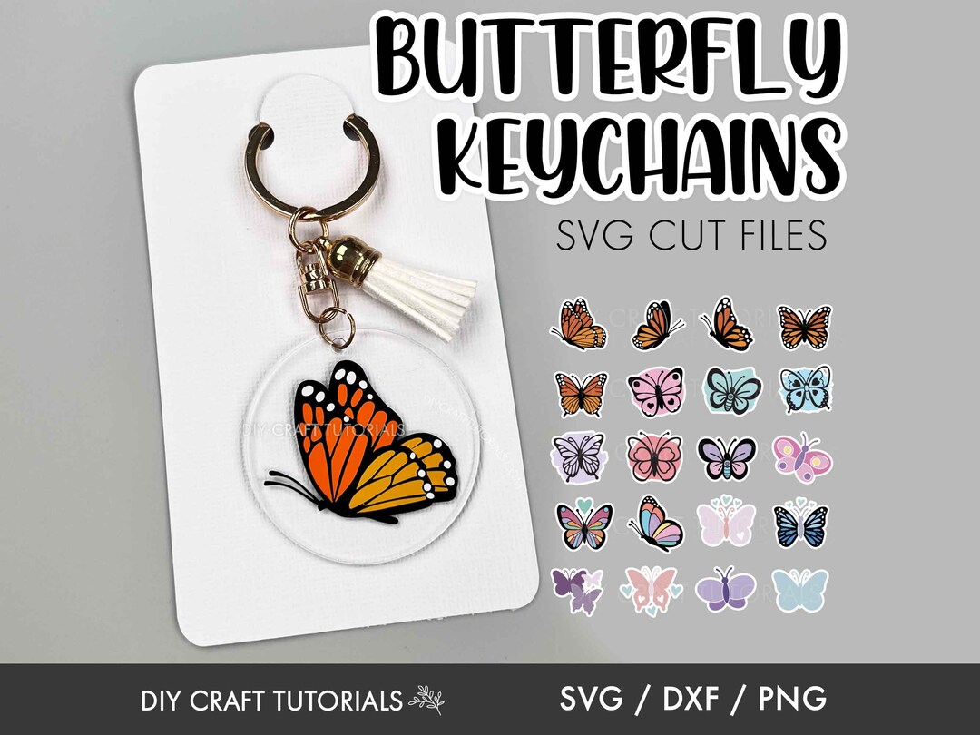Butterfly Keychain Svg, Butterfly Svg, Butterfly SVG Bundle, Keychain ...