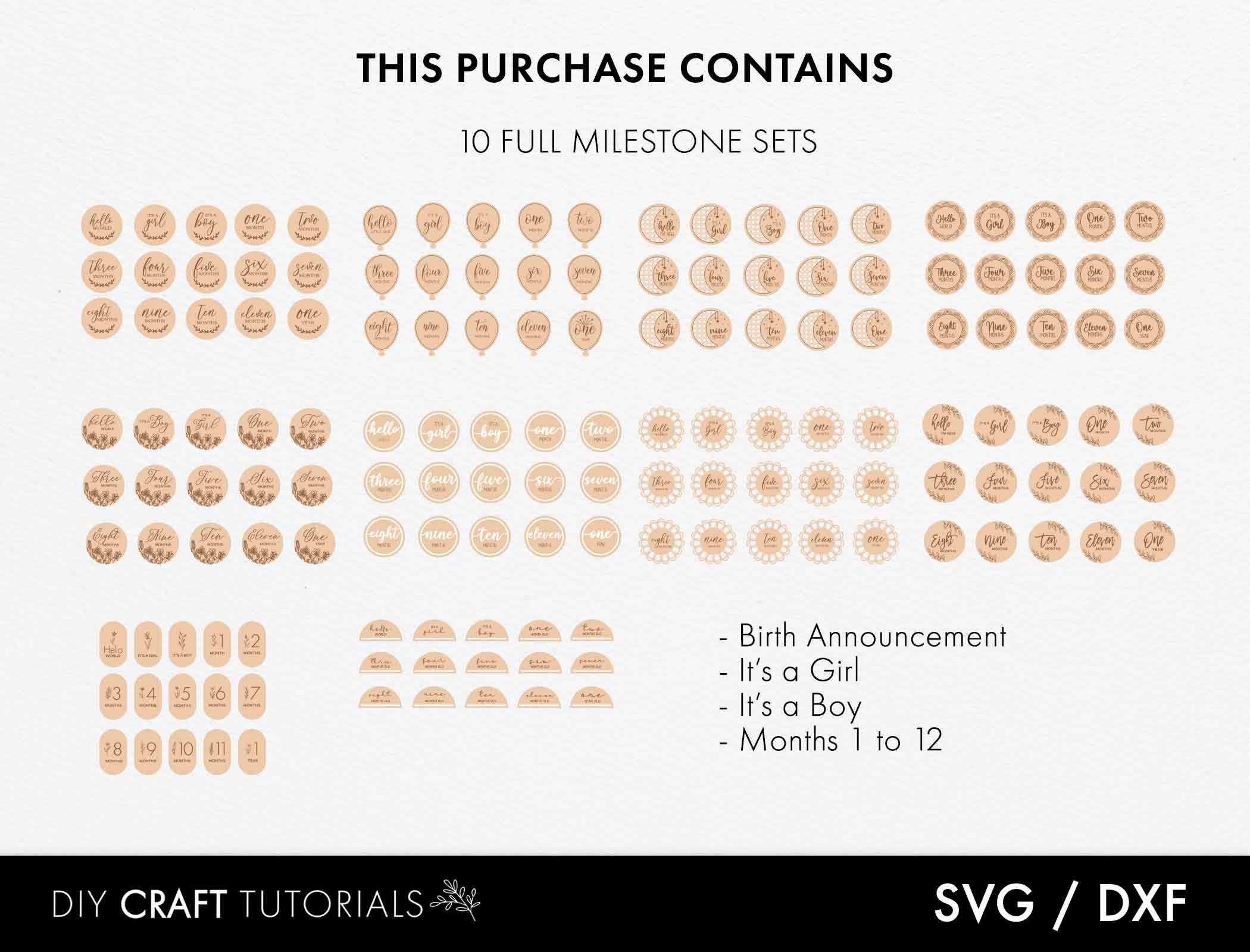 BABY MILESTONE SVG Bundle for Laser Cutters Wooden Baby - Etsy