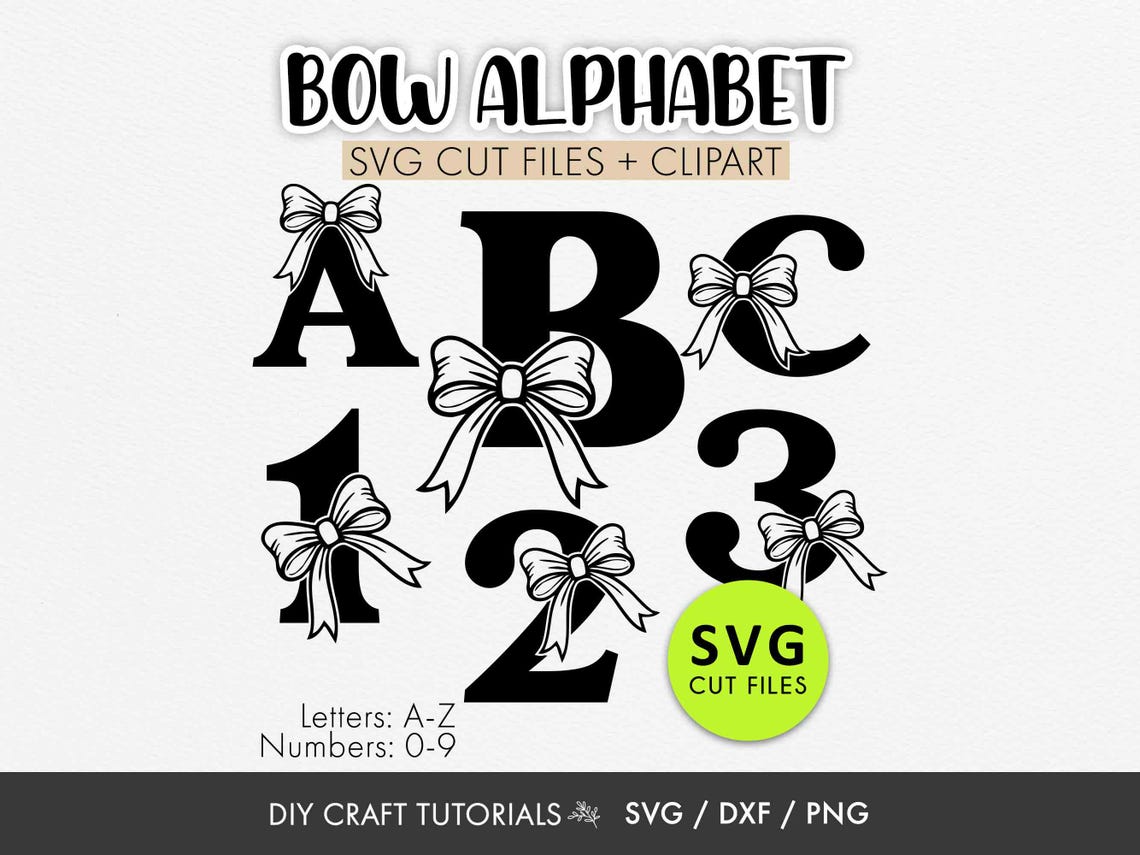 Bow Alphabet SVG Bundle | Coquette Letters & Numbers With Ribbons - Etsy