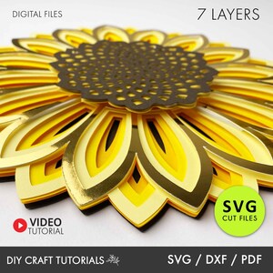 Sunflower SVG, Shadow Box Svg, Mandala SVG, Glowforge Svg, Laser Cut ...