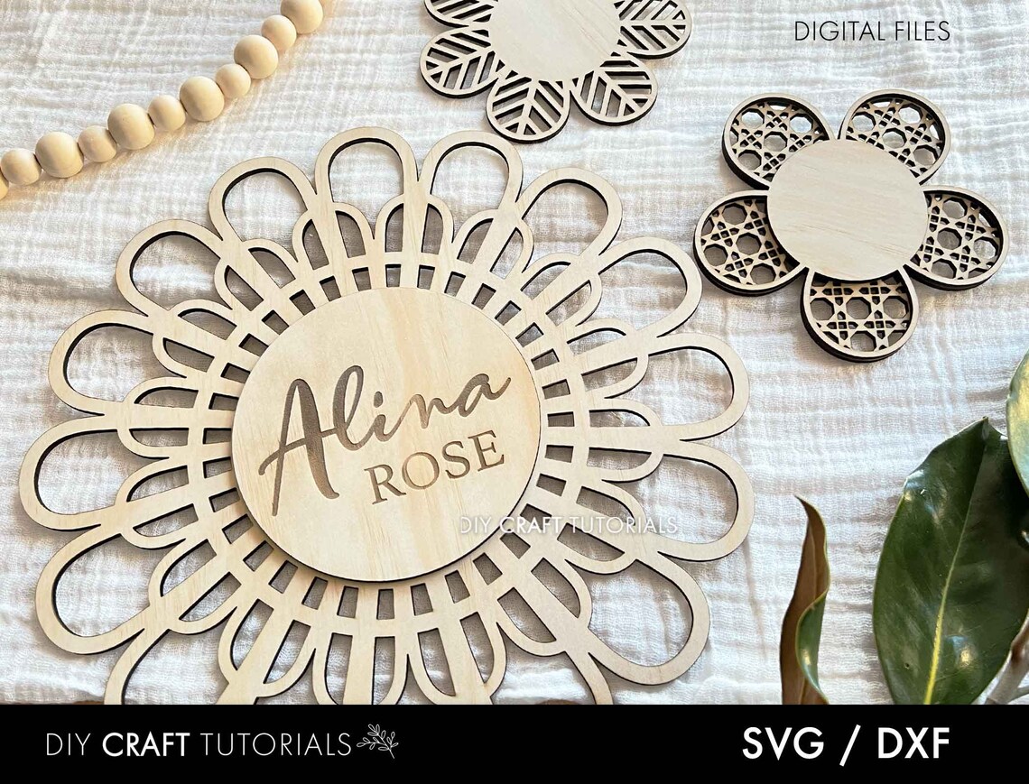 Rattan Flower Svg Baby Name Sign Svg Rattan SVG Wooden Name - Etsy