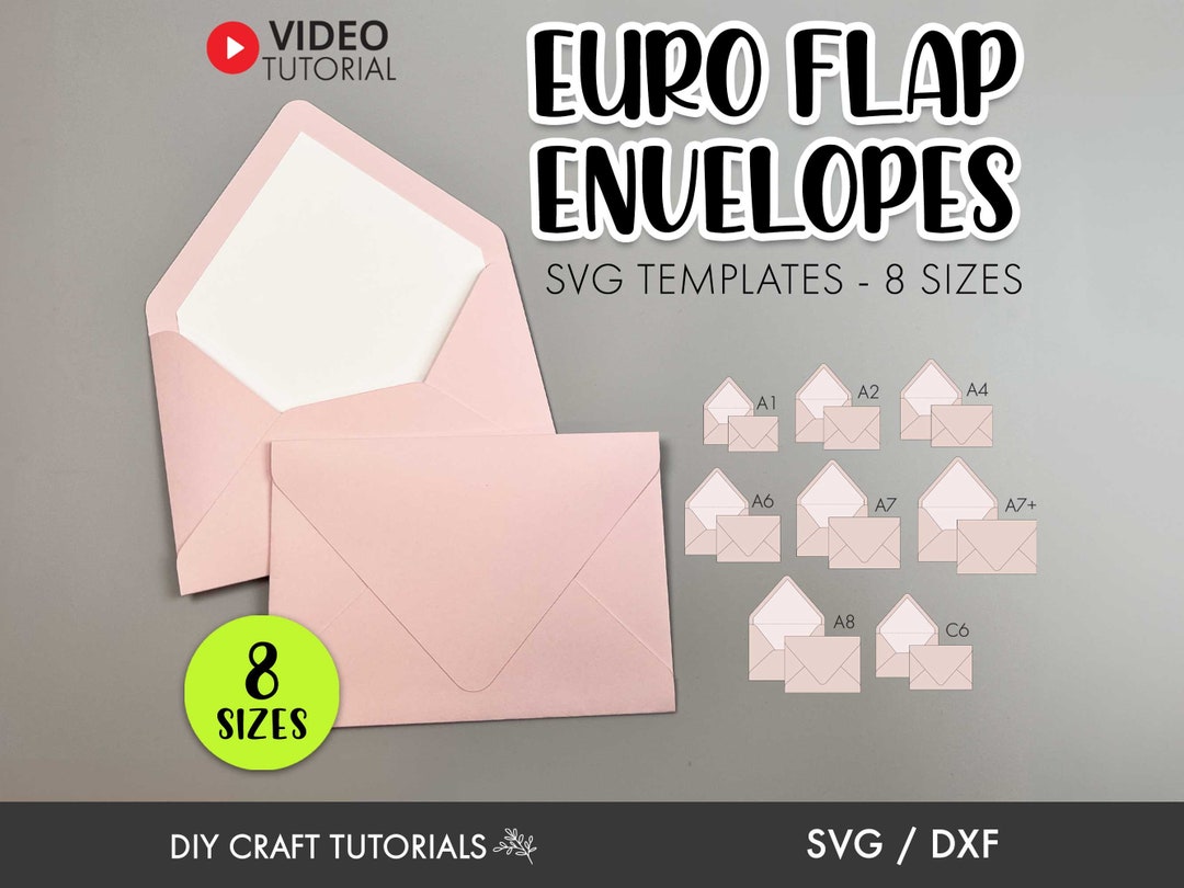 Euro Flap Envelope SVG Template - 8 Sizes, Envelope Template Svg ...