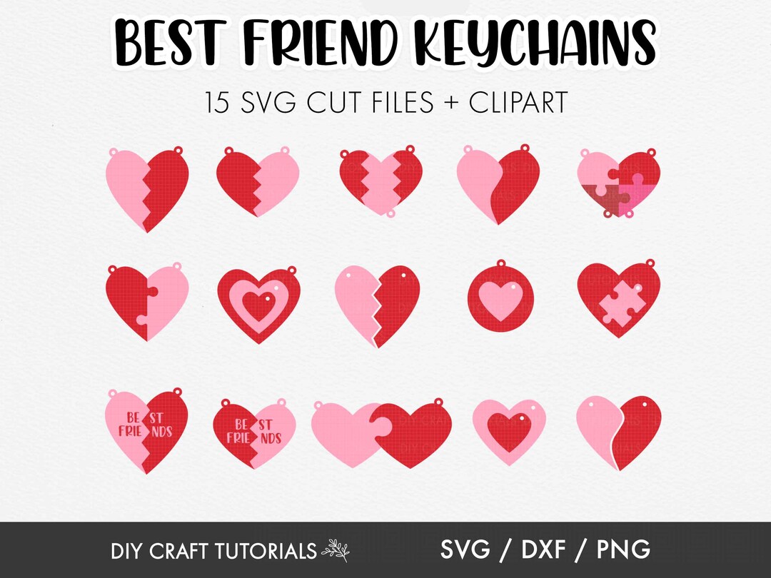 Best Friends Keychain Svg, Valentine's Day Svg, Best Friend Svg, Heart ...