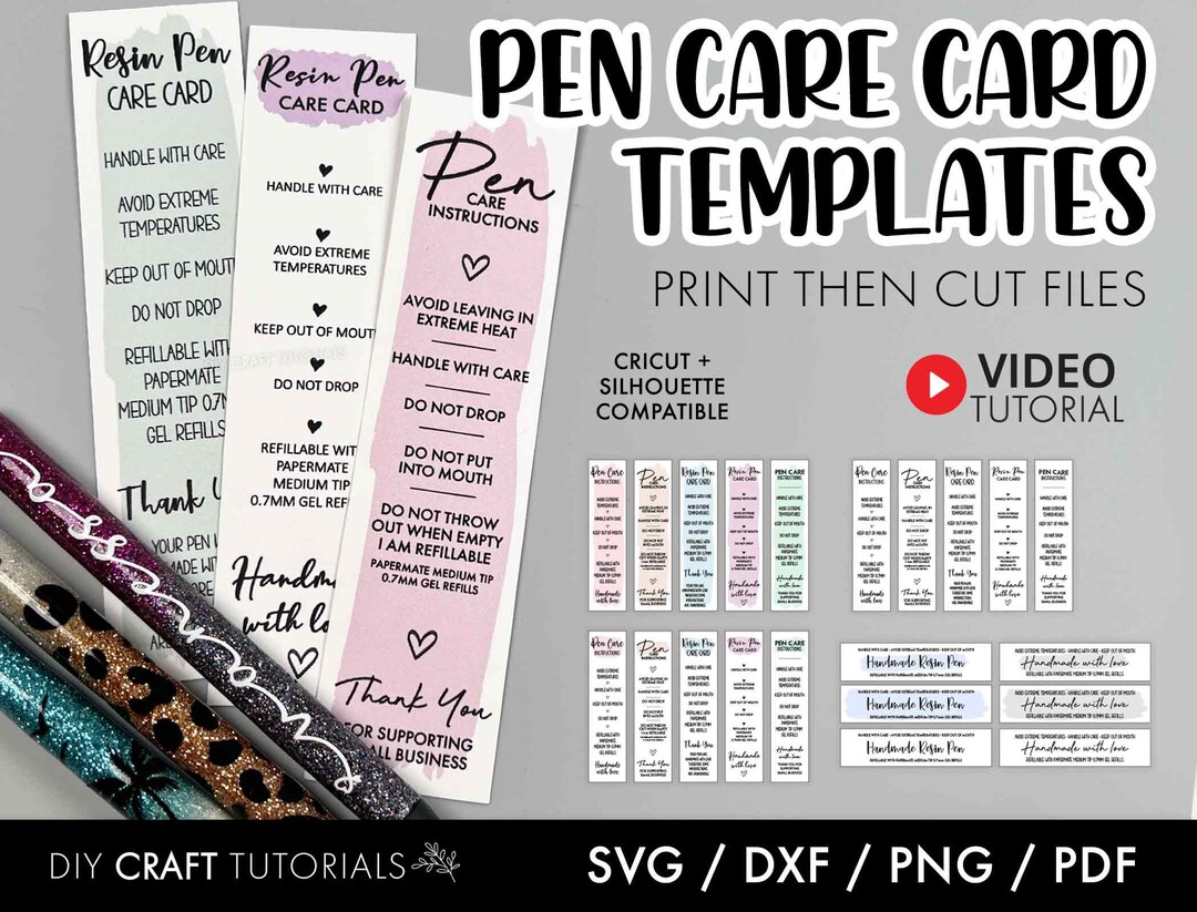 Pen Care Card Svg Resin Pen Display Card Svg Epoxy Glitter - Etsy Australia