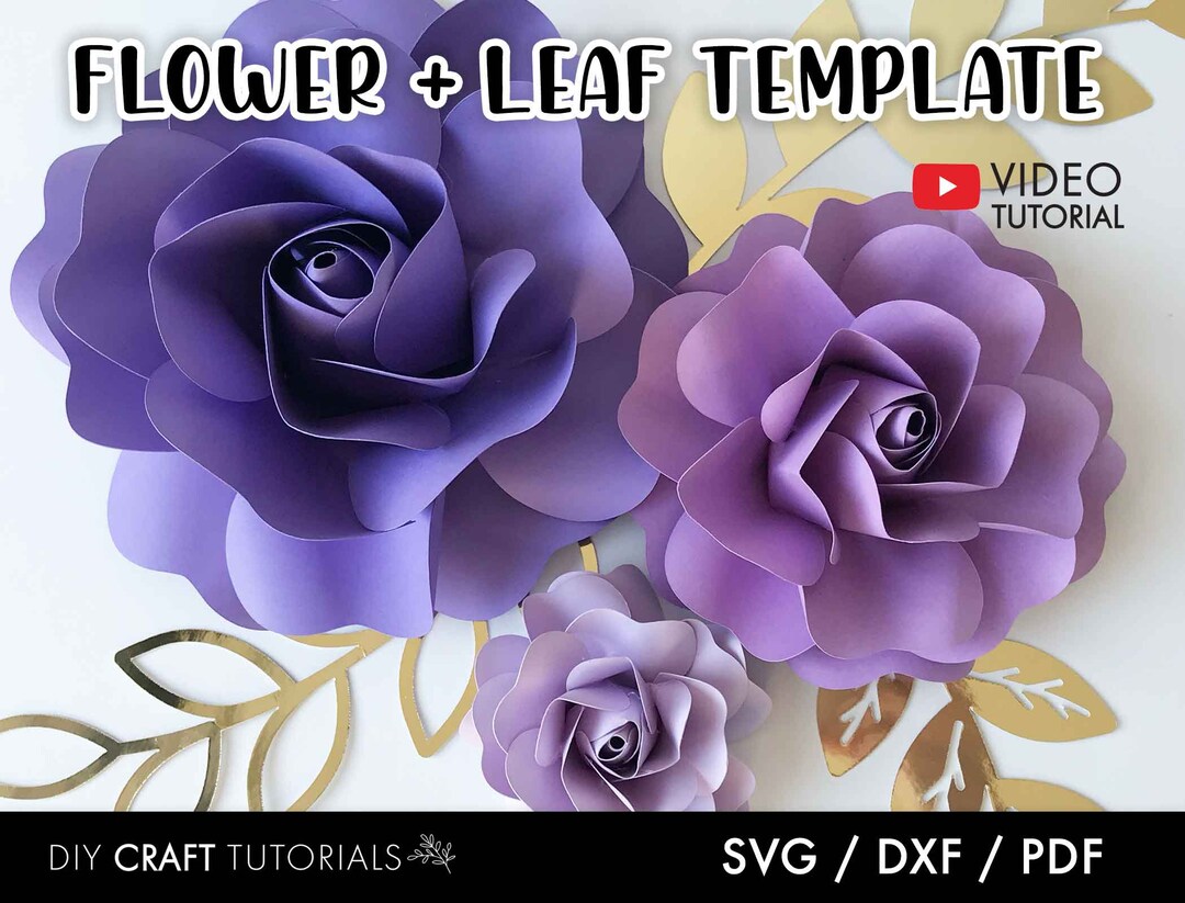 Set of 3 Paper Rose Templates, Paper Flower Svg, 3D Paper Flowers Svg ...