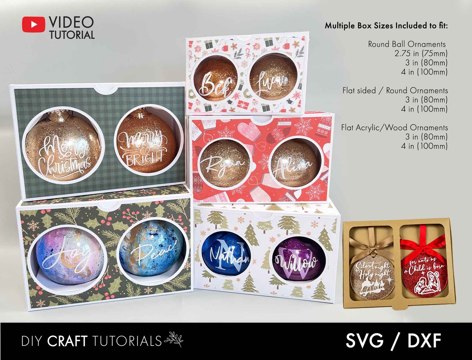 Ornament Box SVG Bundle 6 Sizes Ornament Box SVG Double - Etsy