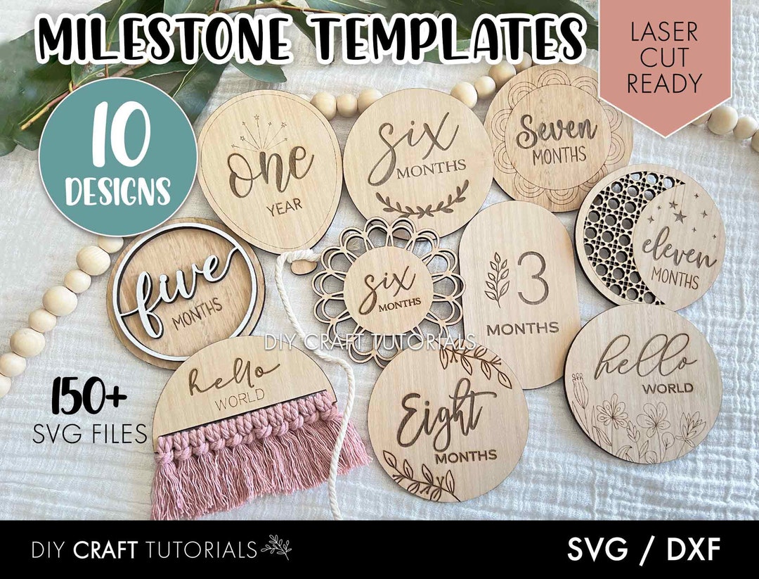 BABY MILESTONE SVG Bundle for Laser Cutters, Wooden Baby Milestone ...